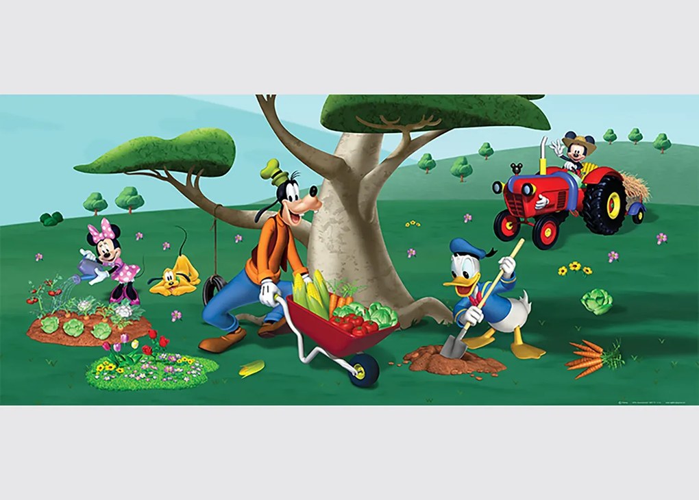 Dětská vliesová fototapeta na zed' Mickey Mouse v zahradě, Disney | 202 x 90 cm | DFTDNH 5321