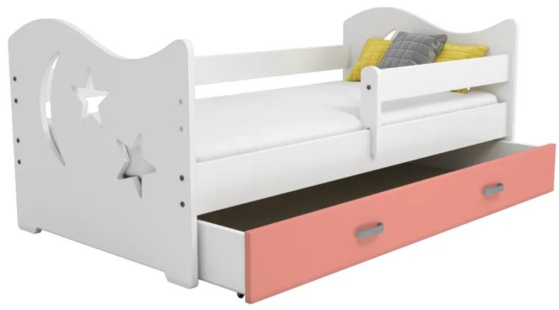ImportWorld Dřevěná postel Magdaléna 80x160 B1, bílá/růžová + rošt a matrace