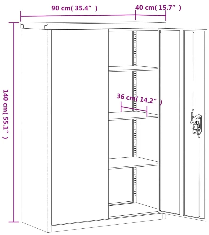 vidaXL Marketos Kancelářská skříň 90 x 40 x 140 cm ocelová šedá