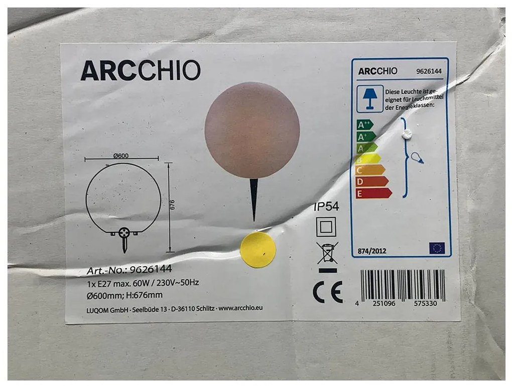 Arcchio - Venkovní lampa SENADIN 1xE27/60W/230V 60 cm IP54