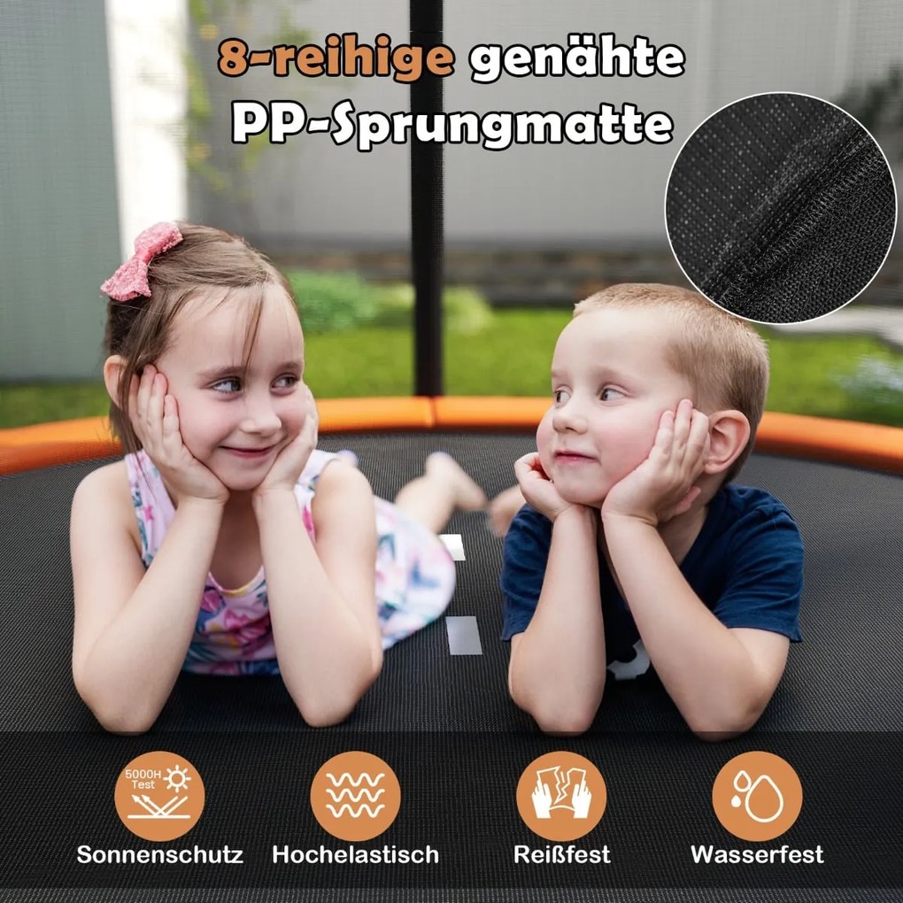 Costway Trampolína venkovní se žebříkem kulatá zahradní trampolína s ochrannou