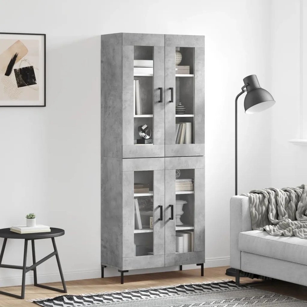 Skříň highboard betonově šedá 69,5x34x180 cm kompozitní dřevo