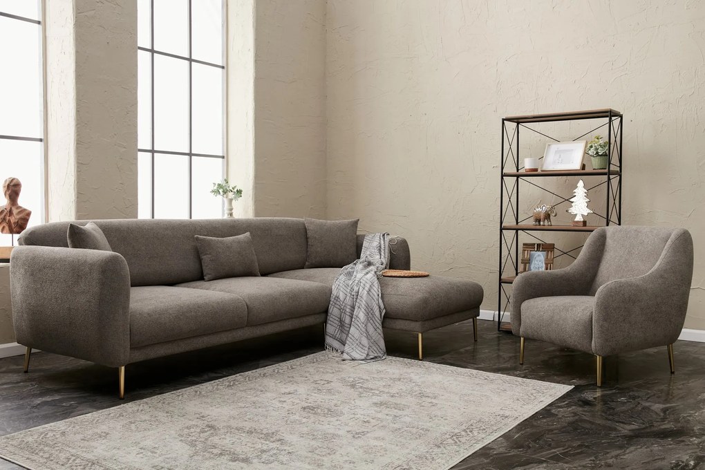 HANAH HOME Rohová pohovka SIMENA šedá pravá 266 cm 825BLC2834