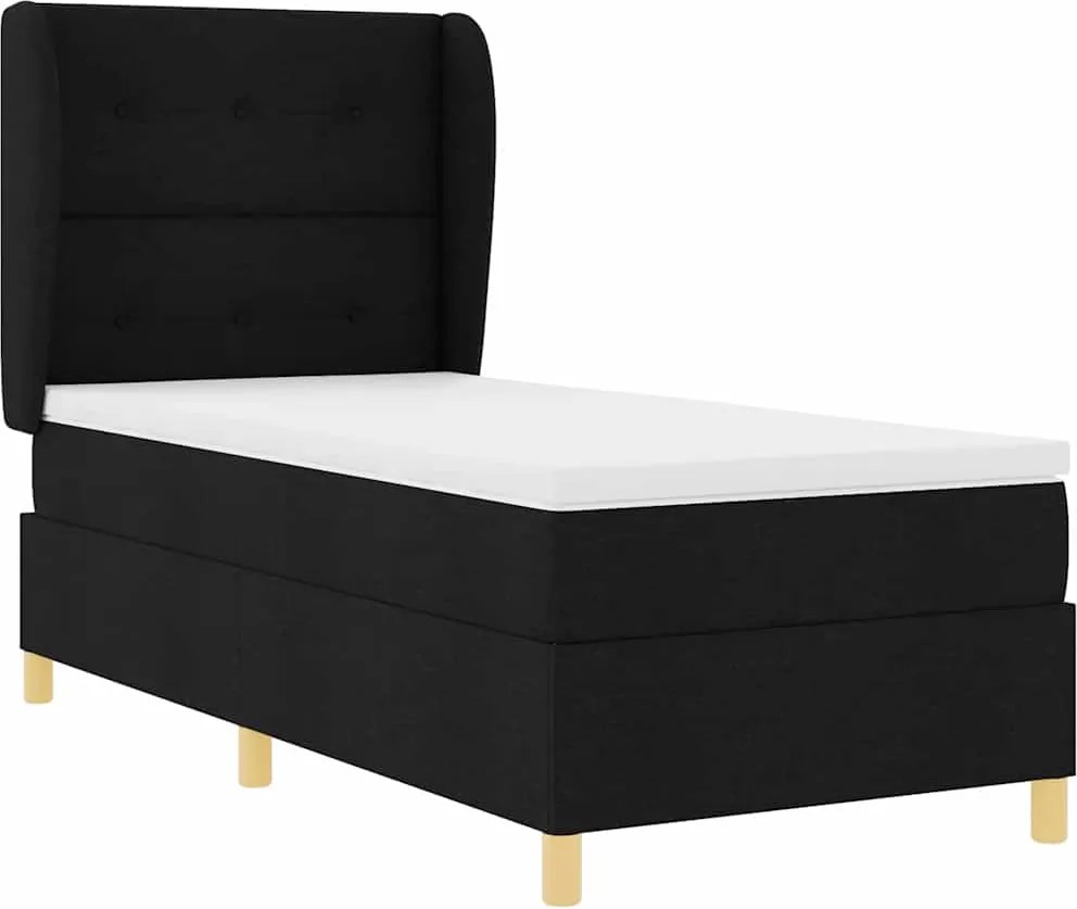 Postel s boxspringem s čelo Černý 200 x 90 cm textil 3340734
