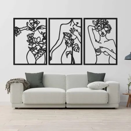 Třídílná nástěnná dekorace ženy – Moderní art umění | SENTOP HDF0480