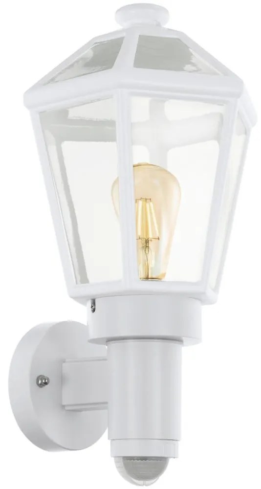 Eglo 79288 - Venk. nástěnná lampa se senzorem MONSELICE 1xE27/28W/230V IP44 bílá