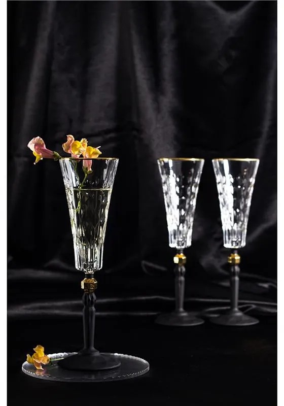 BOHEMIA PRESTIGE CONTE BLACK SKLENICE NA ŠAMPAŇSKÉ 170ML SADA 6 KS