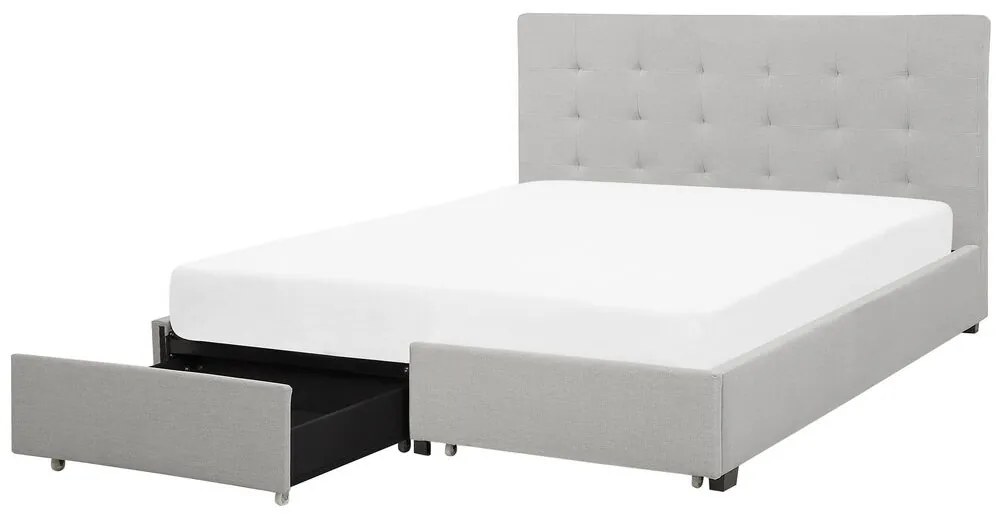 Čalouněná postel 180 x 200 cm s úložným prostorem světle šedá LA ROCHELLE Beliani