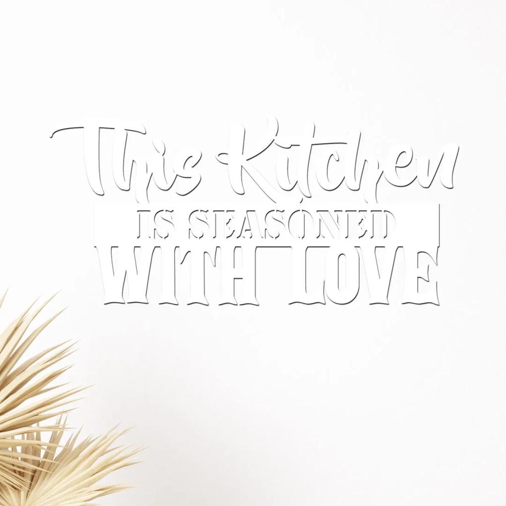 dřevo života Dřevěná dekorace nápis This Kitchen is Barevný vzor: Bílá, Velikost textu: 40x18