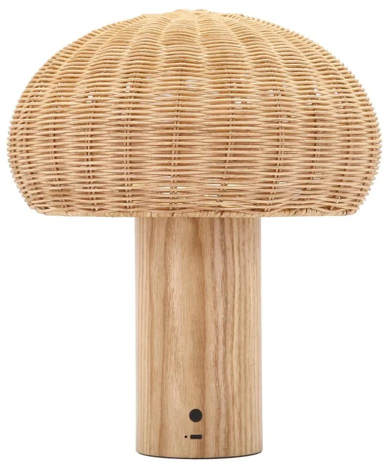 LED stolní lampa v přírodní barvě s ratanovým stínidlem (výška 32 cm) – Villa Collection