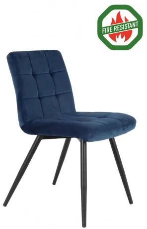 Jídelní židle OLIVE FR 50,5x44,5x82 cm samet modrý + černé nohy Light@Living 6752380FR