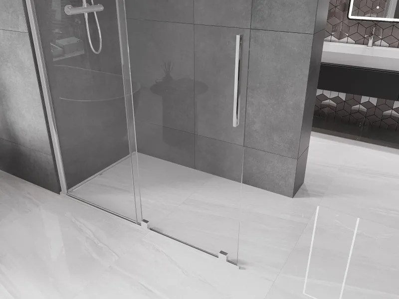 Mexen Velar, posuvné dveře do otvoru typ Walk-In 130 cm, 8mm čiré sklo, chromová, 871-130-000-03-01