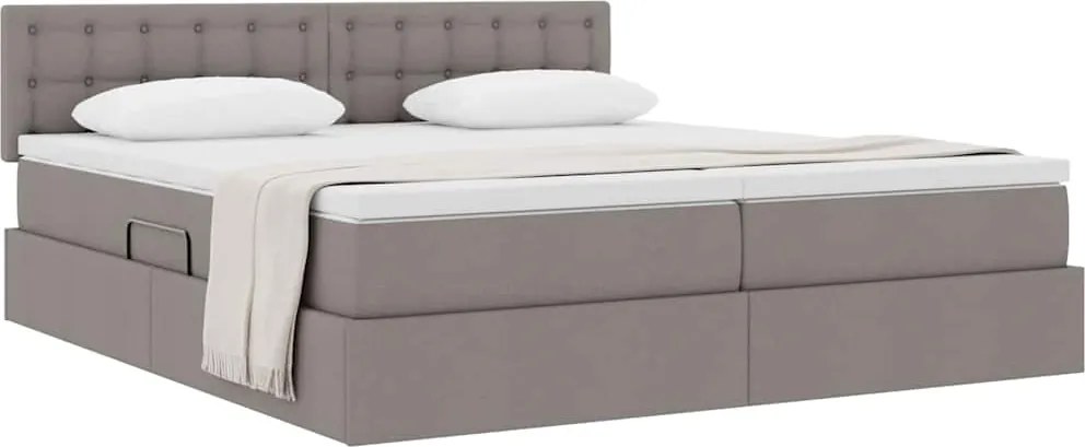 Postel s úložným prostorem s čelo 2 ks Taupe Umělá kůže 3370958
