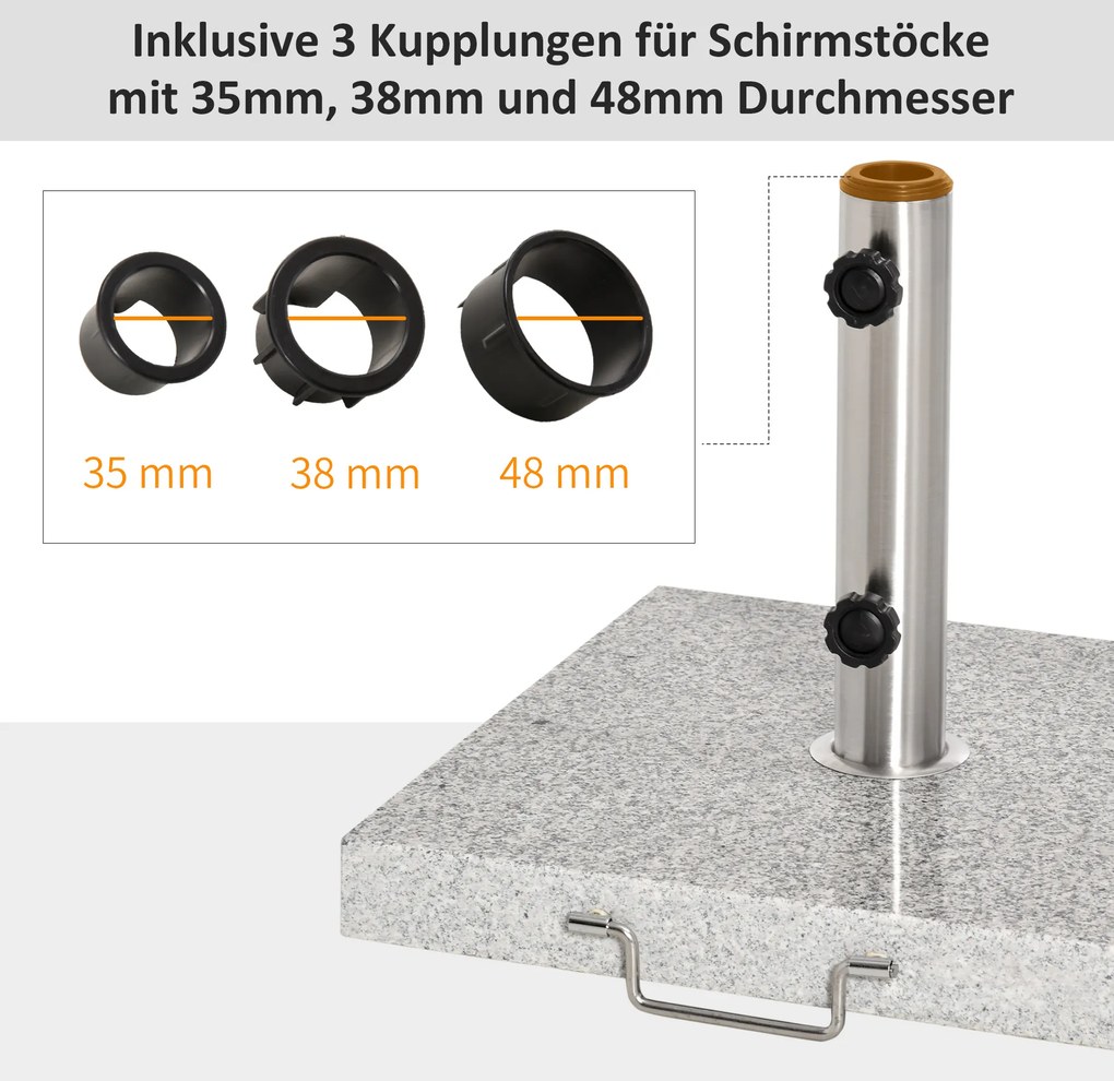 Outsunny mobilní stojan na slunečník 28kg mramor nerez 42x42x36cm stabilní podstavec pro slunečník na zahradu a terasu | Aosom.de
