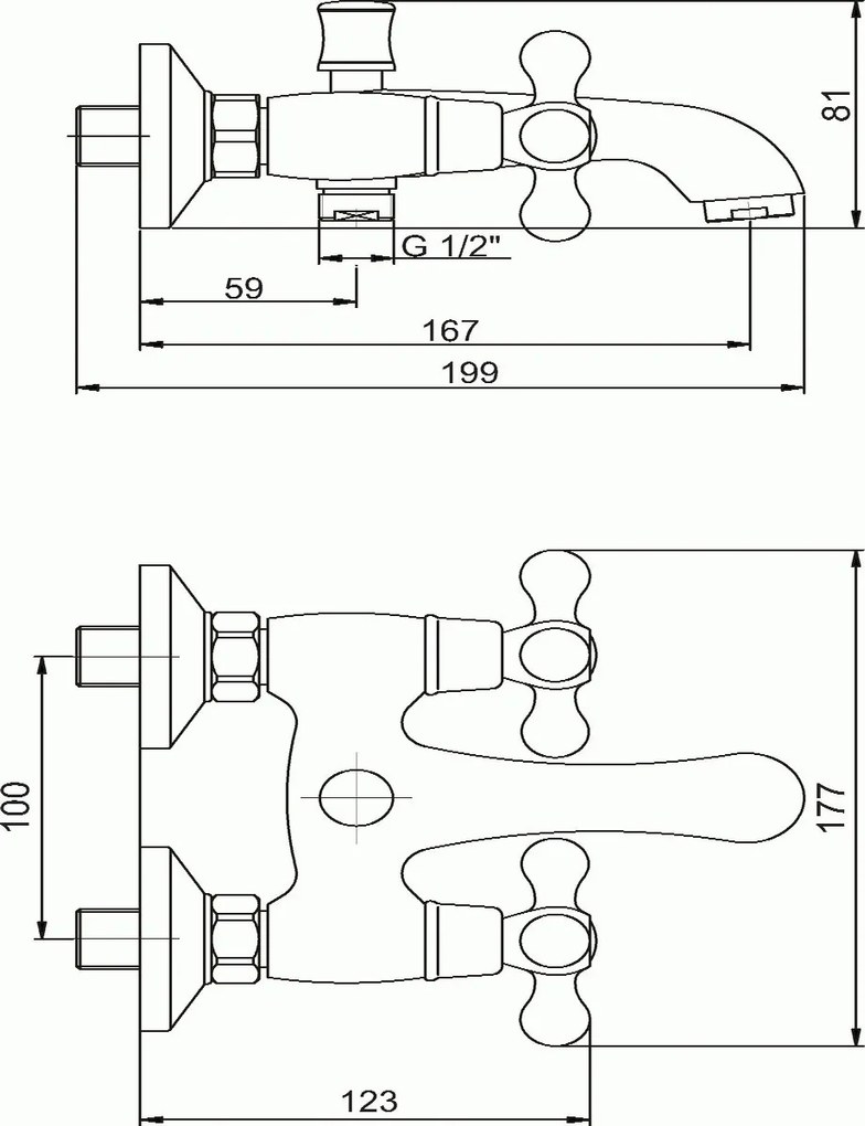 Novaservis Vanová baterie bez příslušenství 100 mm Retro II chrom 99124/1,0