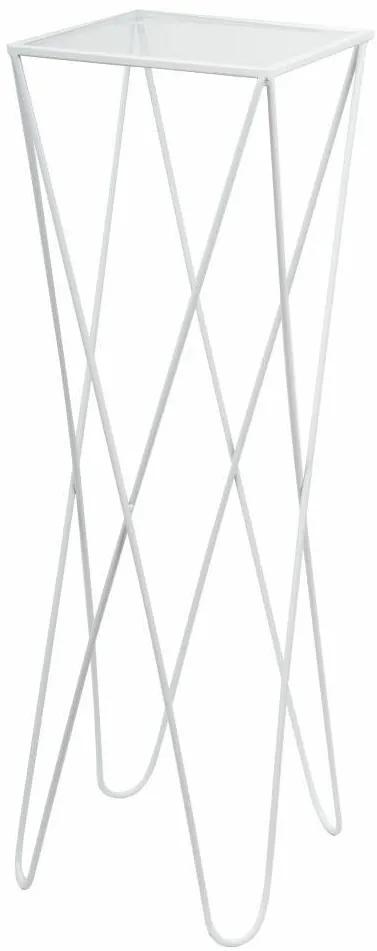 DekorStyle Geometrický moderní stojan 95 cm- BÍLÝ