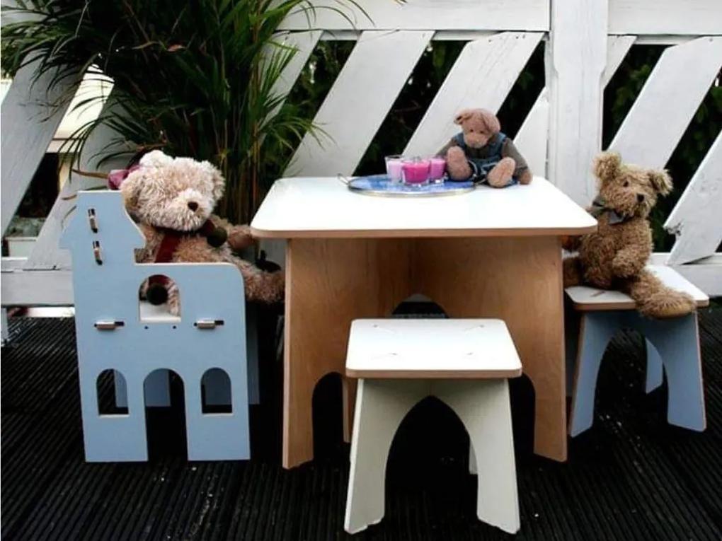 Myminihome Dětský stůl RONDO + dětská židle se skluzavkou Zvolte barvu: Modrá, Zvolte variantu: S jednou židlí
