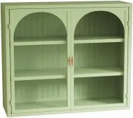 Aosom Moderní závěsná skříňka se skleněnými dveřmi, dvoudveřová skříňka s třemi úrovněmi úložného prostoru, 70×23×60 cm, zelená