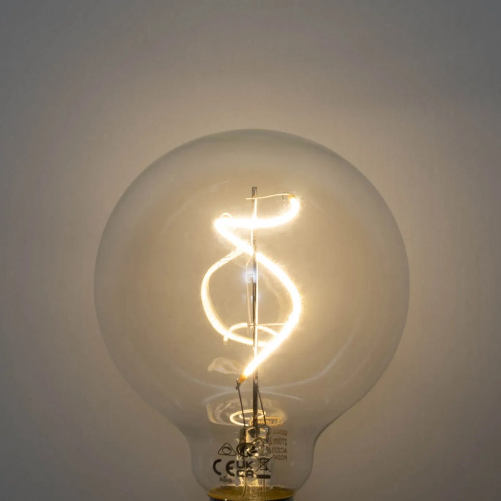 Sada 5 stmívatelných LED žárovek s vláknem ve spirále E27 G95 4W 270LM 2700K