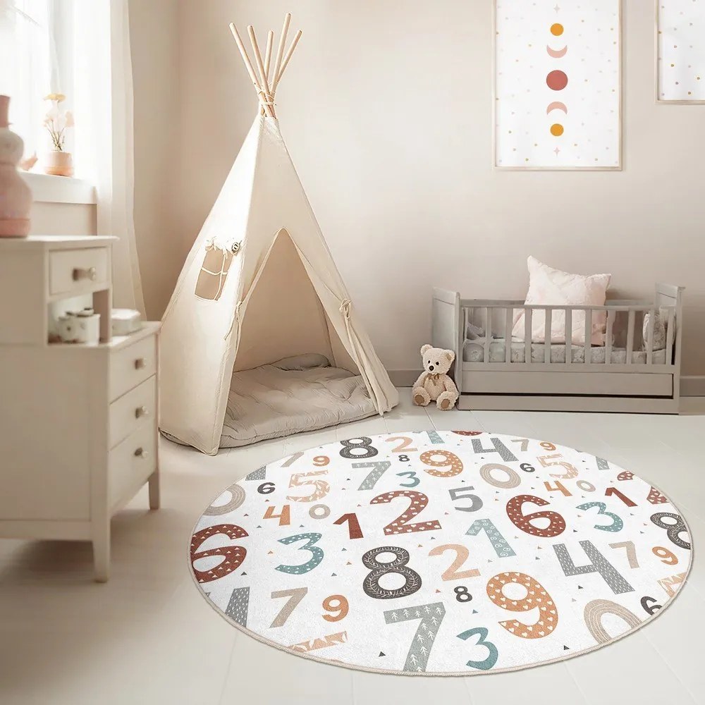 Pratelný dětský hrací koberec ø100 cm Happy Numbers – Mila Home
