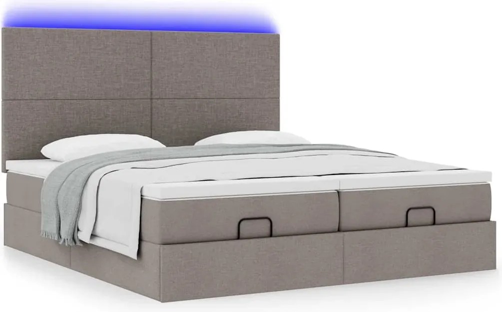 Osmanský rám postele s matracíes taupe 200x200cm textil 3314531