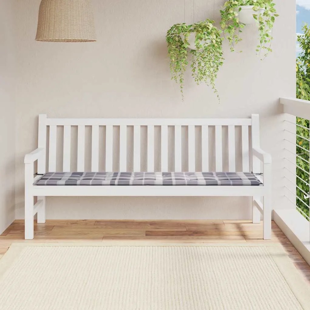 Poduška na zahradní lavici šedá károvaná 180x50x3 cm oxford 314097
