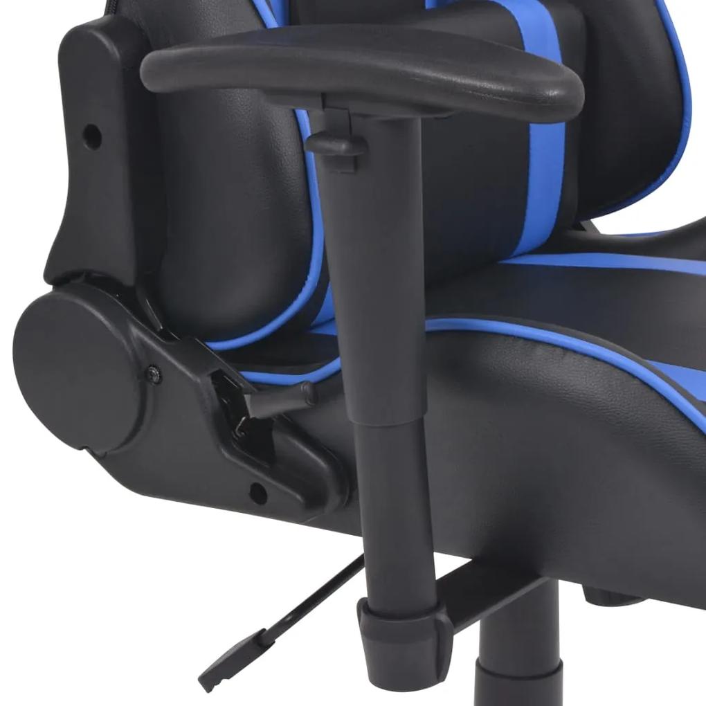 Polohovací kancelářská herní židle s podnožkou modrá,  20166