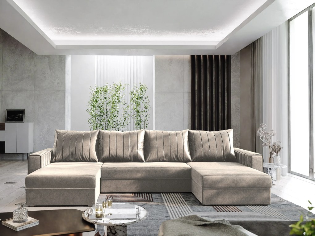 PRM Rohová sedačka NIKY do U, 304 cm Barva látky: Tmavě modrá (Kronos 09)