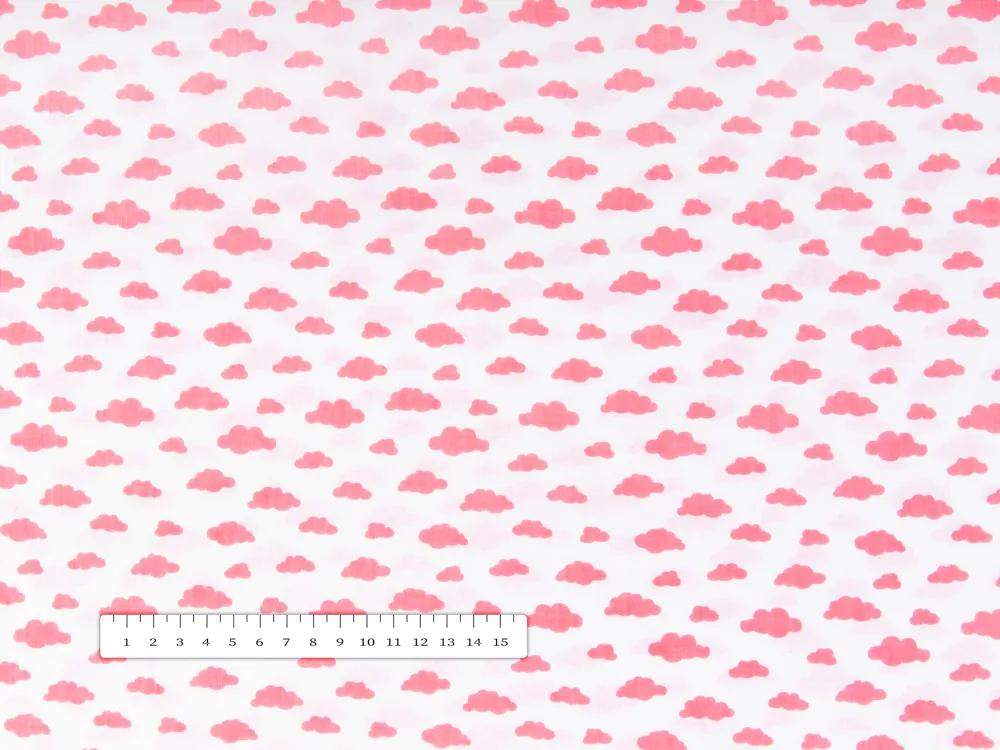 Biante Dětský bavlněný čtvercový ubrus Sandra SA-128 Korálové obláčky na bílém 110x110 cm