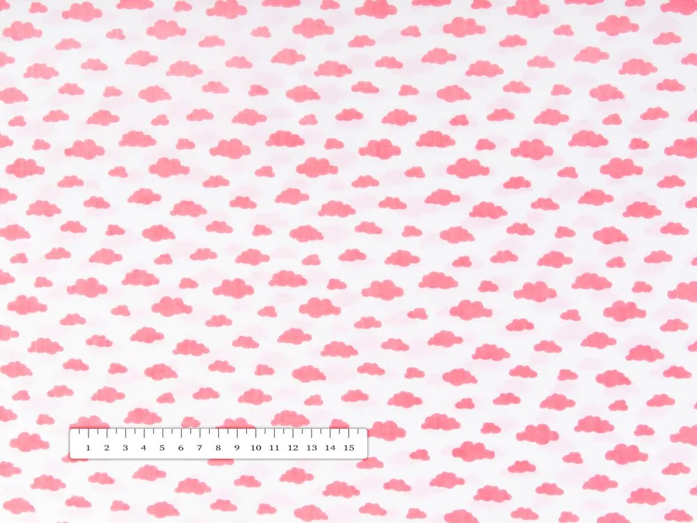 Biante Dětský bavlněný povlak na polštář s lemem Sandra SA-128 Korálové obláčky na bílém 60 x 60 cm