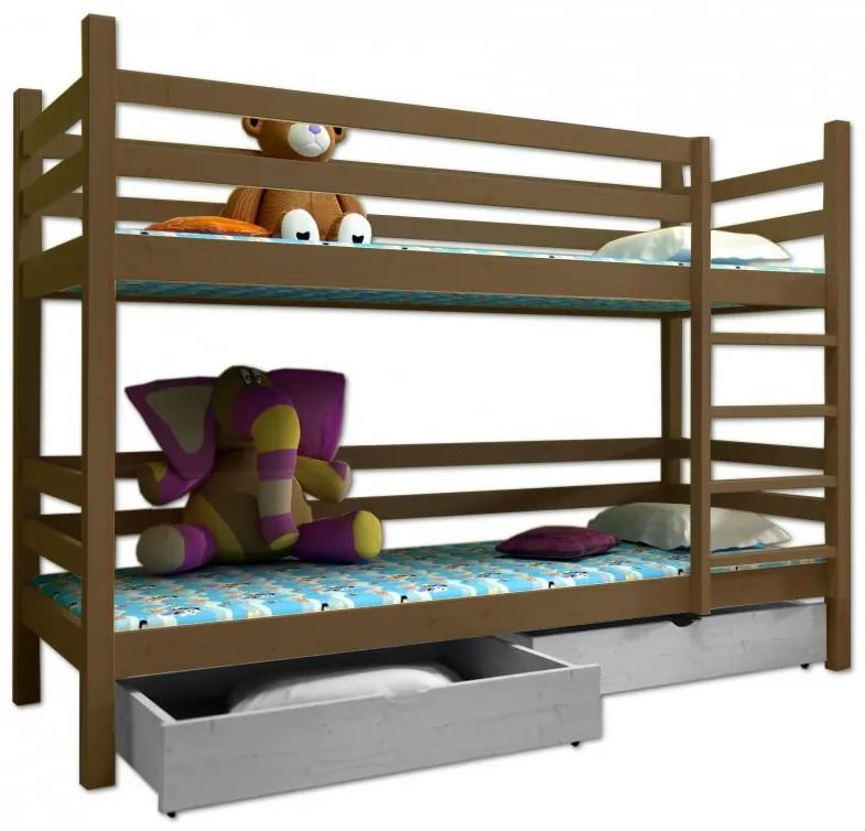 Patrová postel PAUL 008 90x190 cm borovice masiv - DUB