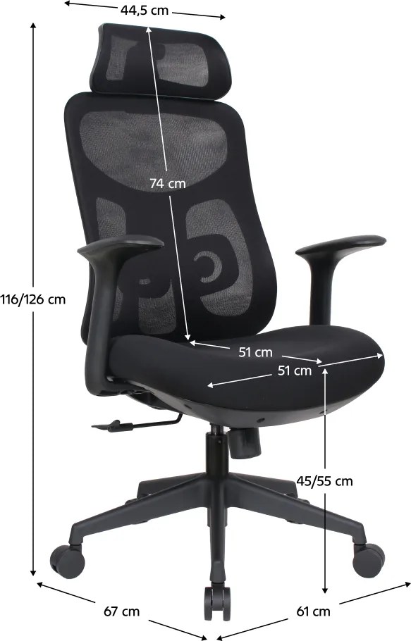 Ergonomická kancelářská židle LERO - černá síťovina / nosnost 150 kg