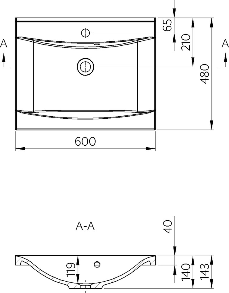 Sapho Luciola 50062 umyvadlo 60 x 48 cm