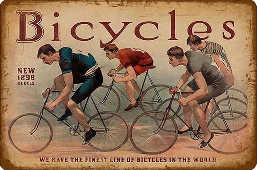 Plechová cedule Bicycles Velikost: A5 (20 x 15 cm)