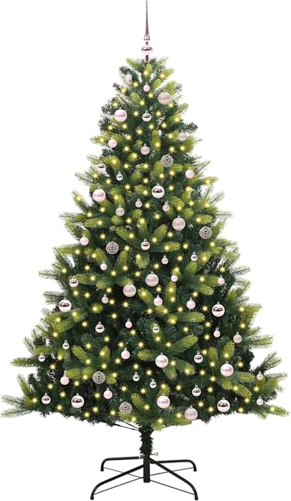 Umělý skládací vánoční stromeček 300 LED Zelená 240 cm PVC a PE 3396011