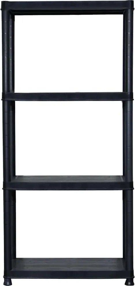 Úložný regál 4patrový černý 61 x 30,5 x 130 cm plast 147683