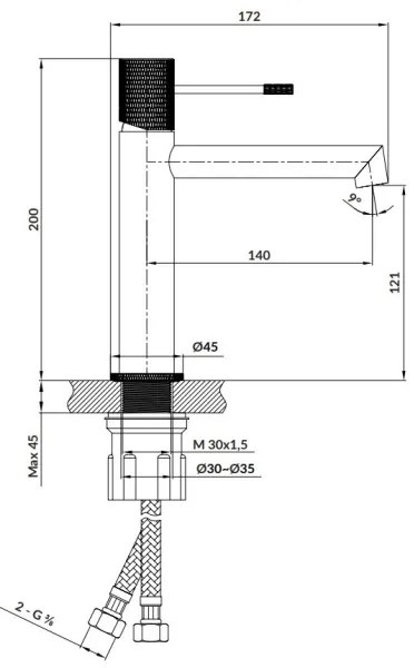 Cersanit S951-598 - Umyvadlová baterie ZEN 20 cm černá