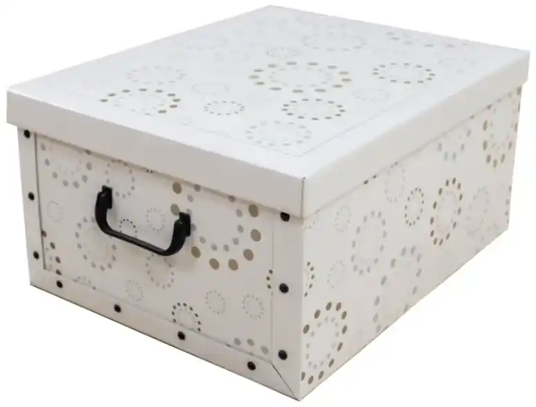 Skládací úložná krabice Compactor Ring - karton box 50 x 40 x v.25 cm, bílá  | BIANO