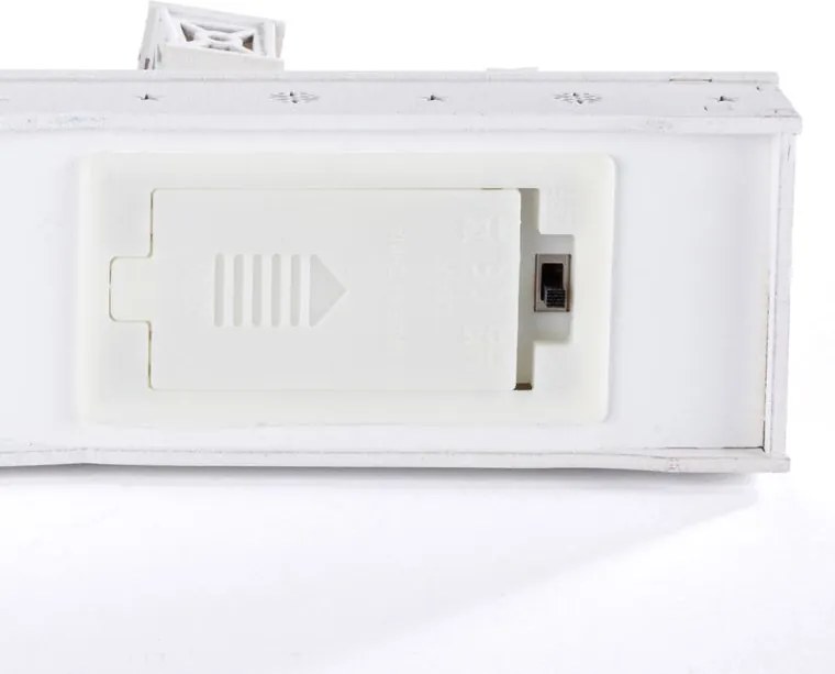 Dřevěná LED dekorace VESNICE bílá délka 30 cm