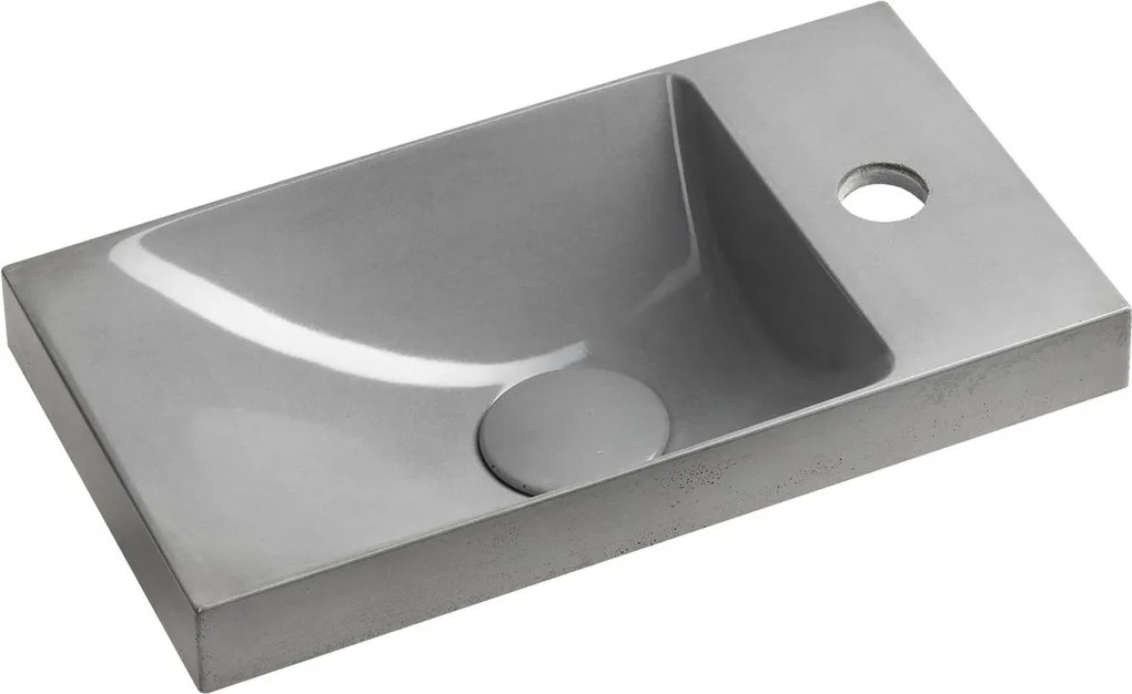 Sapho Agos umývátko 40 x 22 cm s otvorem pro baterii bez přepadu levé/pravé betonové šedá lesk AS40017