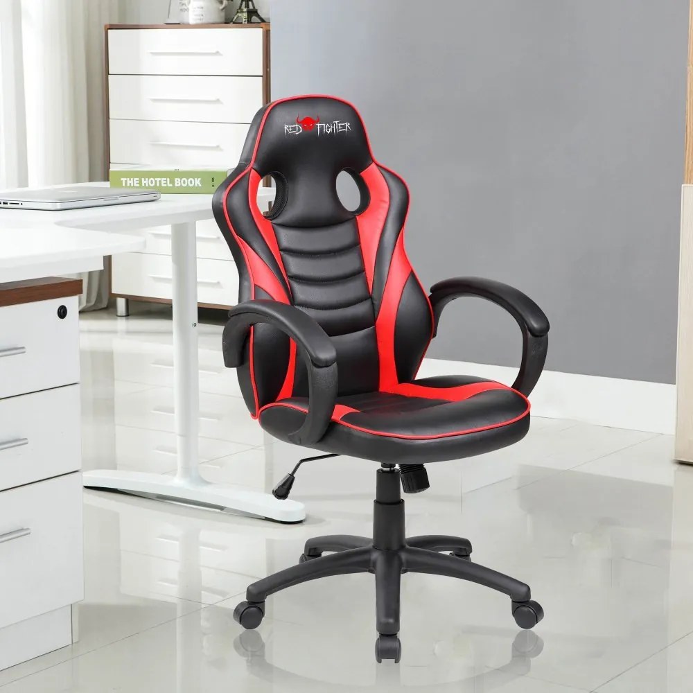 Lama Plus Dětská herní židle Red Fighter C6 — černá/červená