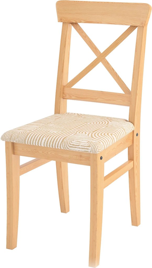 Potah na židli Ingolf s čalouněným sedákem barva béžová látka pletený vzor, vzorované