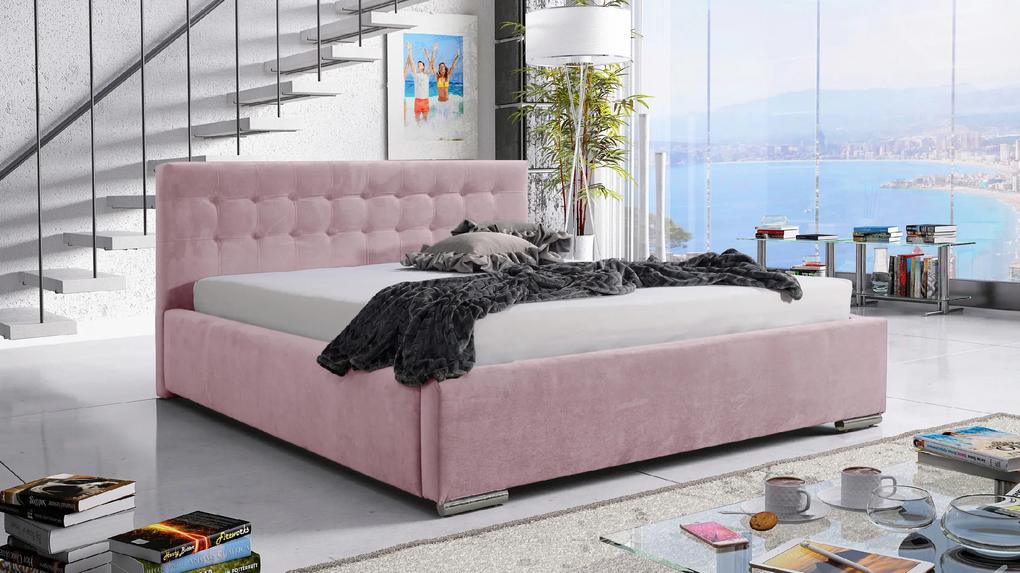 Eka Čalouněná postel Anastasia 90x200 cm Barva látky Trinity: (2310) Růžová, Úložný prostor: Bez úložného prostoru