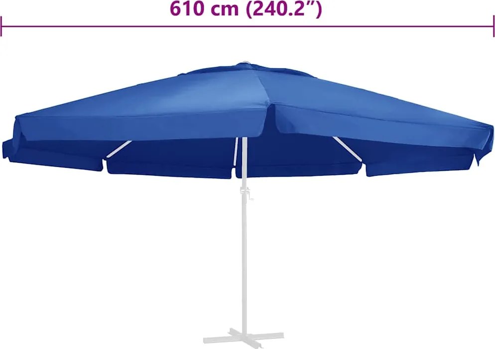 Náhradní potah na zahradní slunečník azurově modrý 610 cm 312553