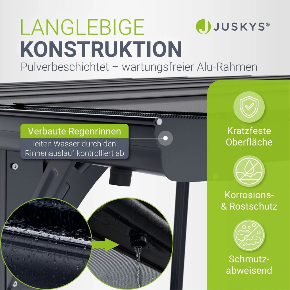 Juskys Hliníkový přístřešek na auto 5 × 3 m Model: oblouková střecha