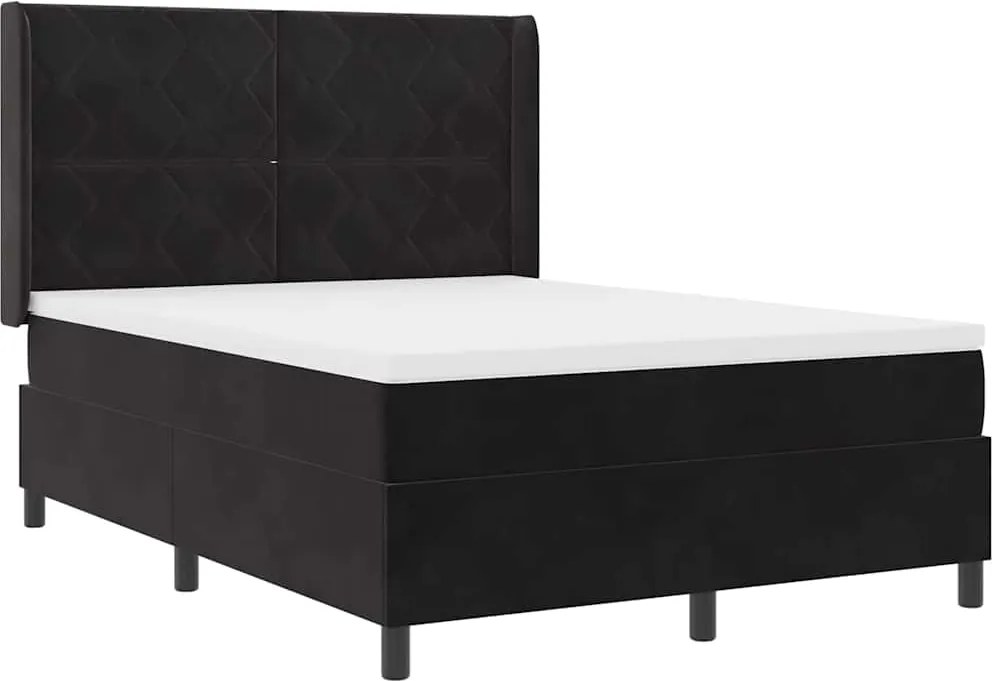 Postel s boxspringem s čelo Černá 160 x 200 cm samet 3342070