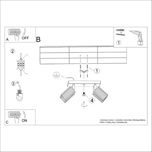 Stropní svítidlo SOLLUX KARBON 4 zlaté GU10 4x10W bez žárovek SL.1564