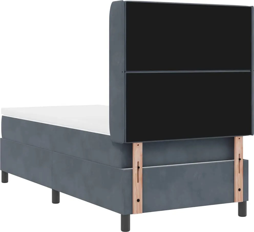 Postel s boxspringem s matrací Tmavě šedá 90 x 200 cm samet 3341937