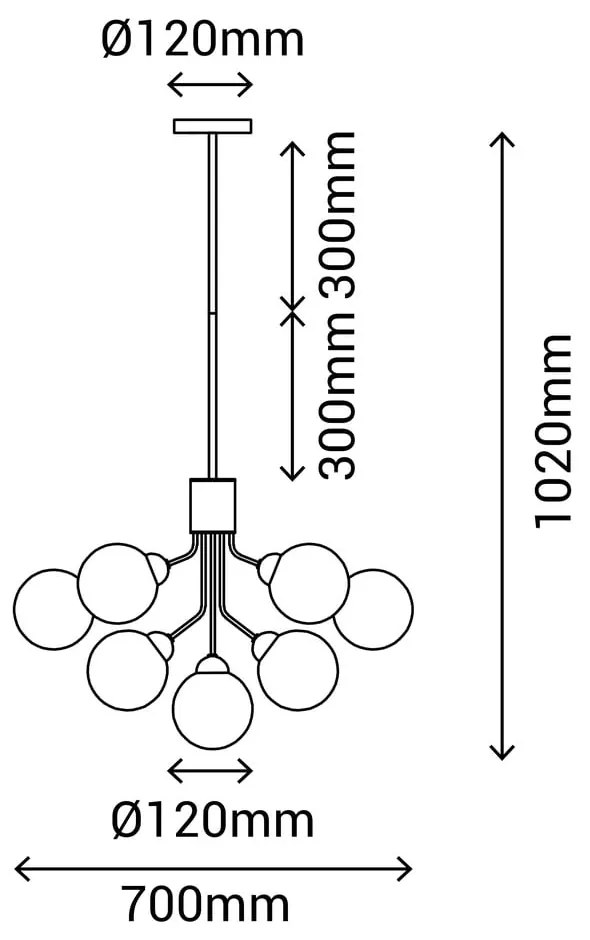 Černo-bílé závěsné svítidlo SULION Musa, výška 102 cm