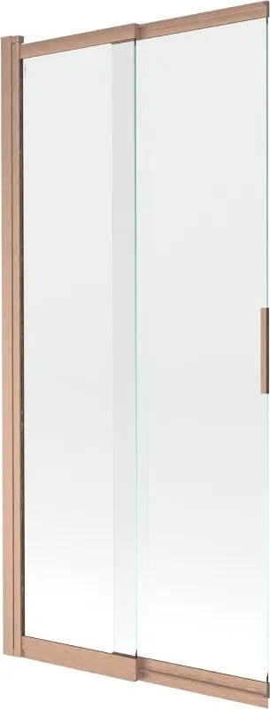 Mexen, Mexen Fox parawan nawannowy 2-skrzydłowy przesuwny 85 x 150 cm, transparent, midź szczotkowana - 891-085-002-65-00